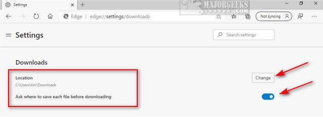 Chromium Microsoft Edge - Stop Asking Where to Save Downloads and Change Download Location ...